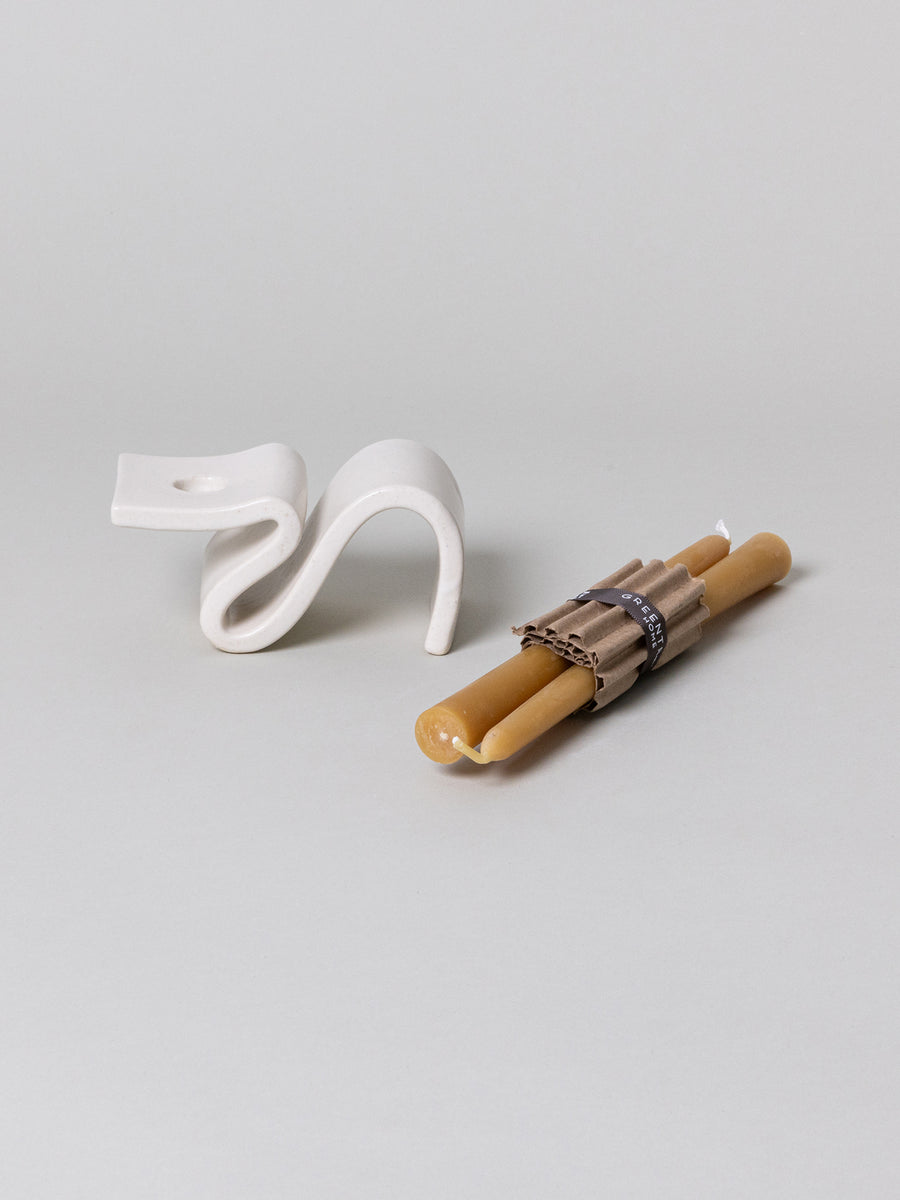 Wei Candlestick + Candles Set, Cream – SIN | Home Goods